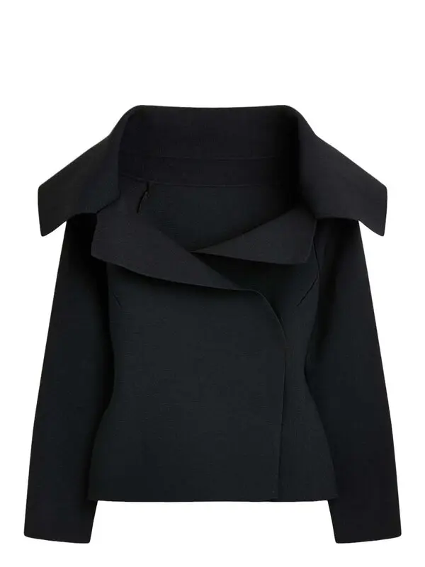 Scanlan Theodore Crepe Knit Open Collar Jacket - Black
