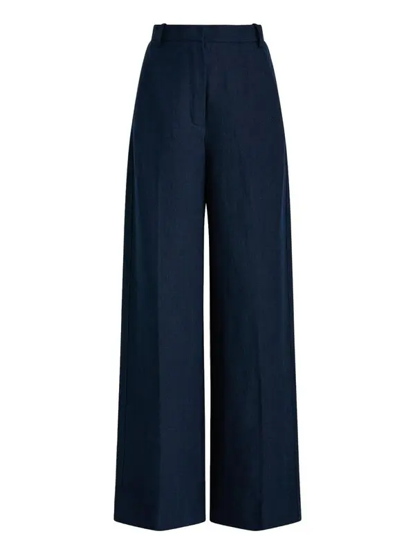 Scanlan Theodore Linen Drape Leg Trouser - Navy