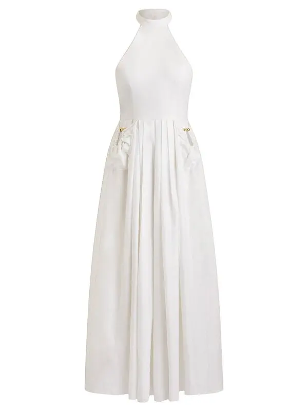 Scanlan Theodore Linen Turban Pocket Midi Dress - White
