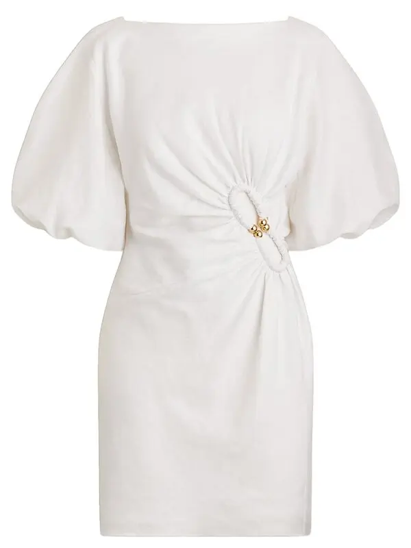 Scanlan Theodore Linen Turban Mini Dress - White