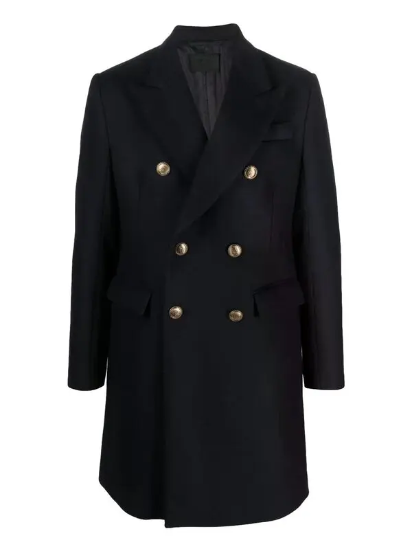 Prada Double-breasted Peak-lapel Coat - Blue