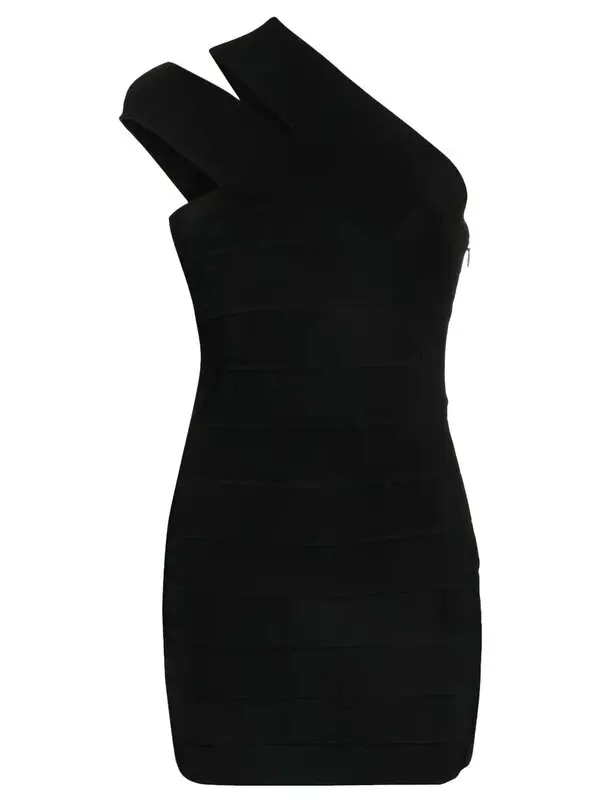 Herve Leger Icon One-shoulder Panelled Minidress - Black