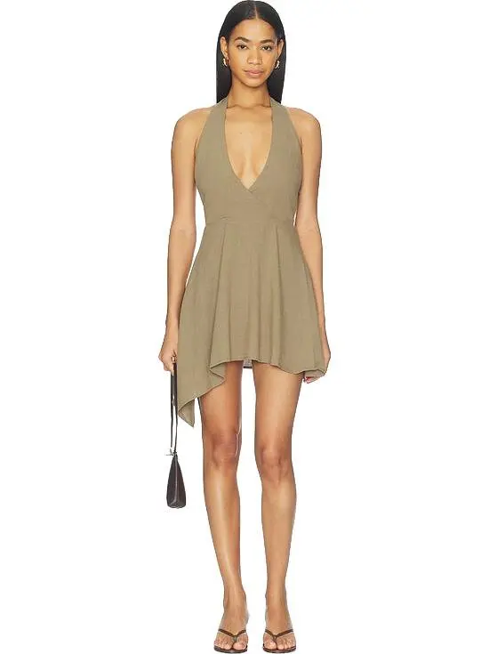 ALL THE WAYS Lola Halter Mini Dress - Olive