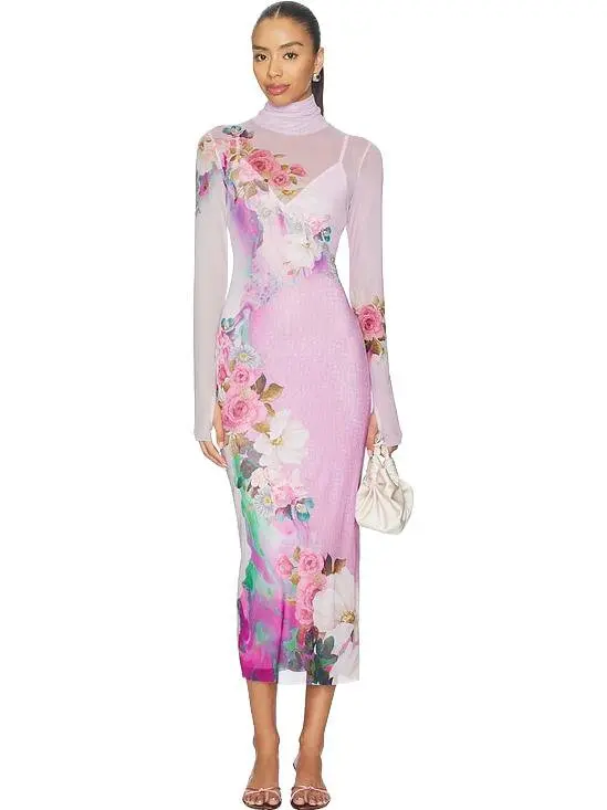 AFRM Shailene Dress In Pink - Marble Floral