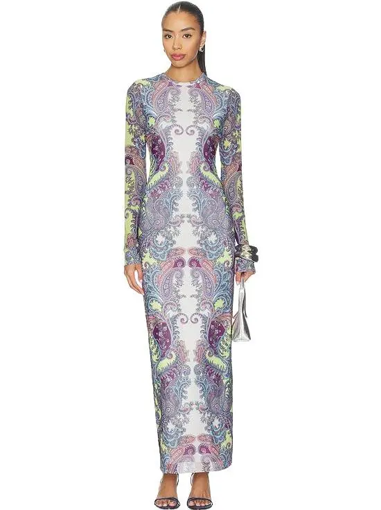 AFRM Didi Dress In Green,purple - Citrus Paisley