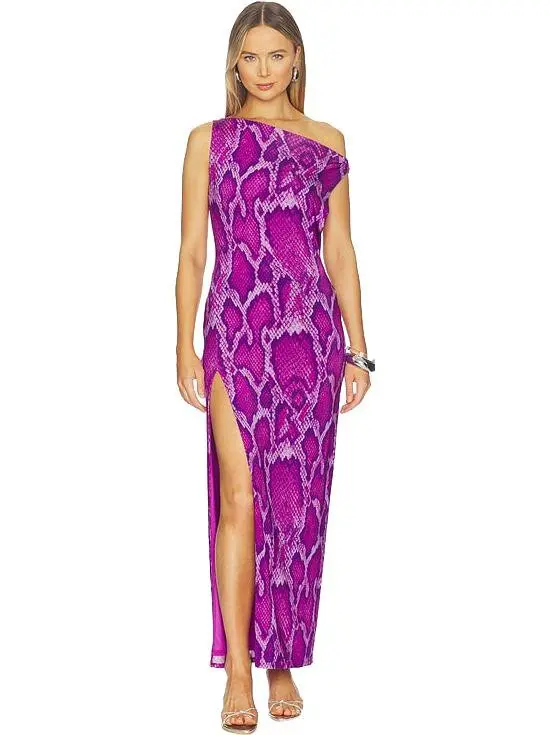 AFRM Saffron Dress In Purple - Cactus Snake