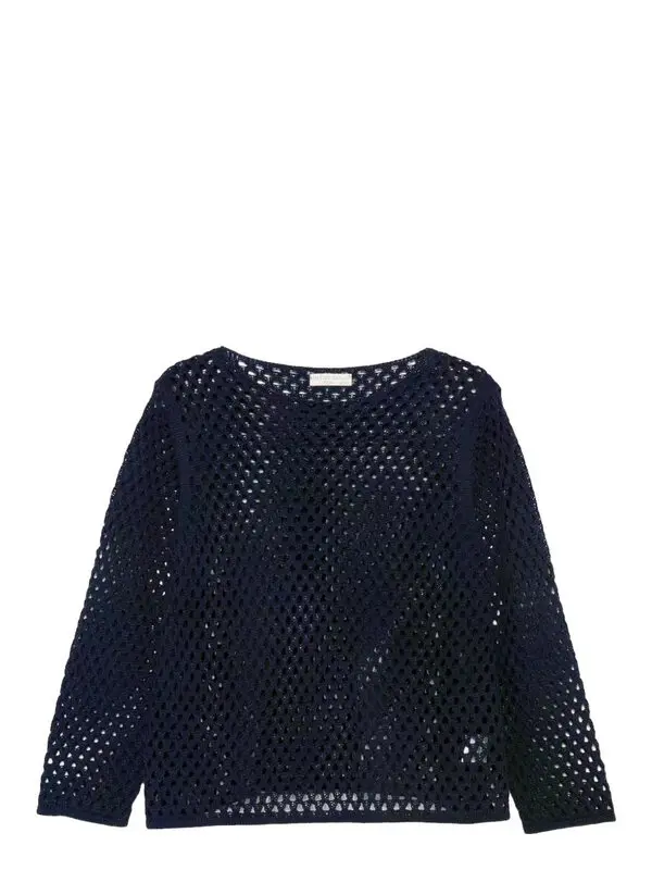 INTRECCI Open Knit Long Sleeve Sweater - Blue