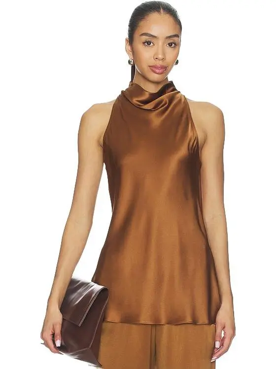 Sablyn Una Cowled Halter Tunic - Tobacco