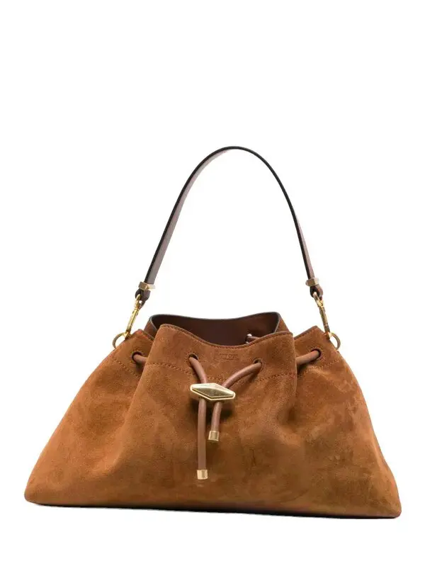 JIMMY CHOO Medium Cinch Suede Shoulder Bag - Brown