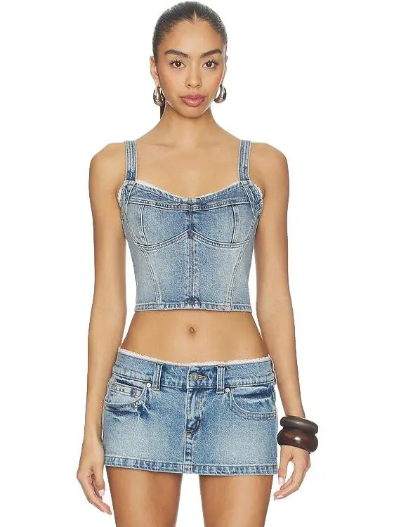 Abrand Denim Saloon Bodice Top - Selena