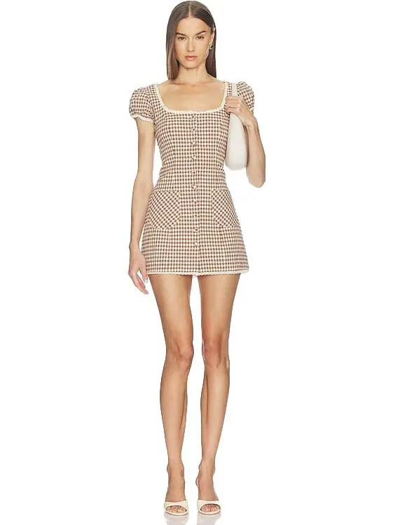 LOBA Annie Gingham Mini Dress - Brown & White