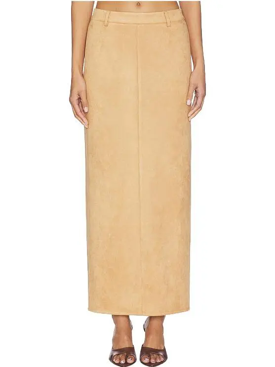 ALL THE WAYS Bailey Faux Suede Skirt - Light Beige