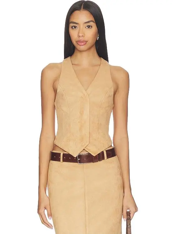 ALL THE WAYS Bailey Faux Suede Vest - Light Beige