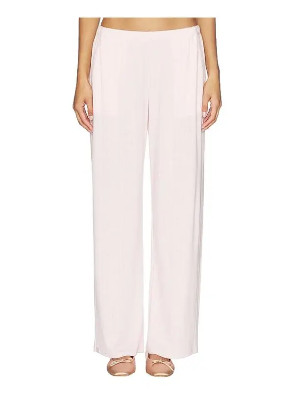 Barefoot Dreams Pointelle Rib Pant With Scallop Trim In Pink - Pink Sand