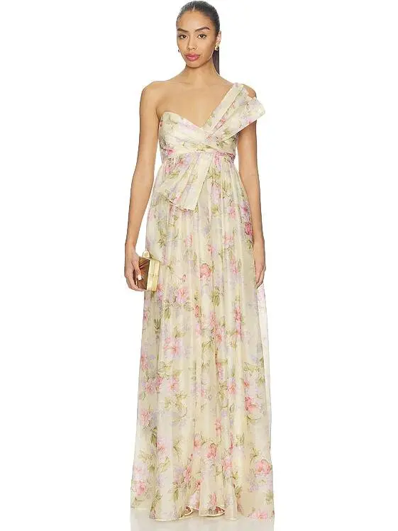 Katie May Ava Gown In Lemon - Butter Floral
