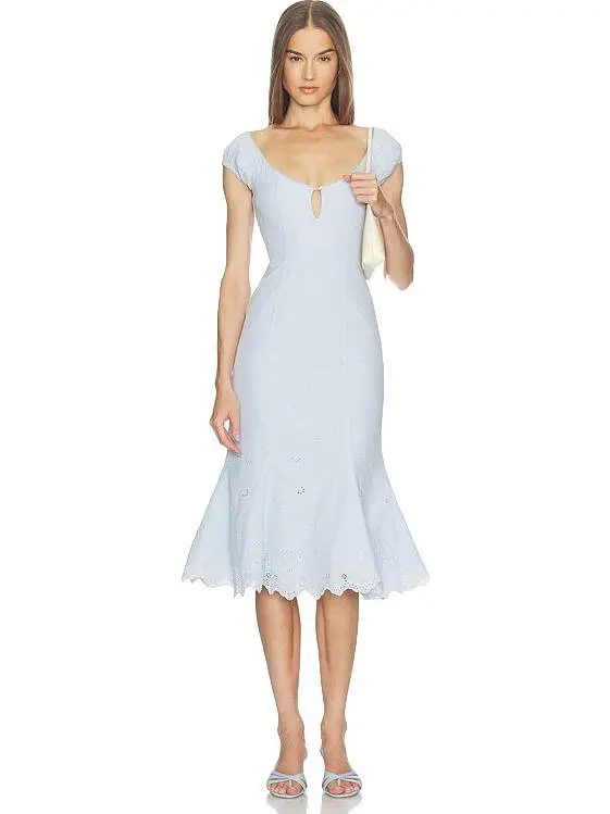 LOBA Bonita Eyelet Midi Dress - Light Blue