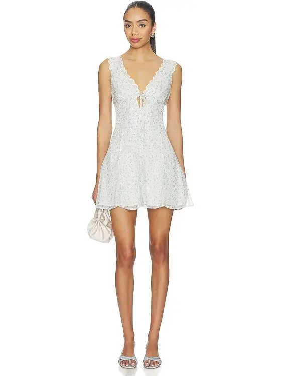 For Love & Lemons Cape Cod Mini Dress - Blue