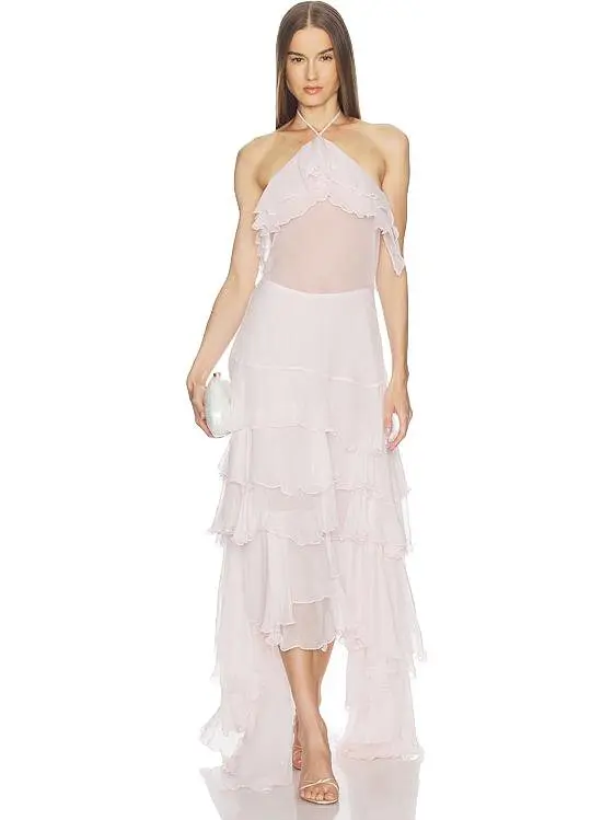LOBA Alejandra Ruffle Gown In Pink - Baby Pink