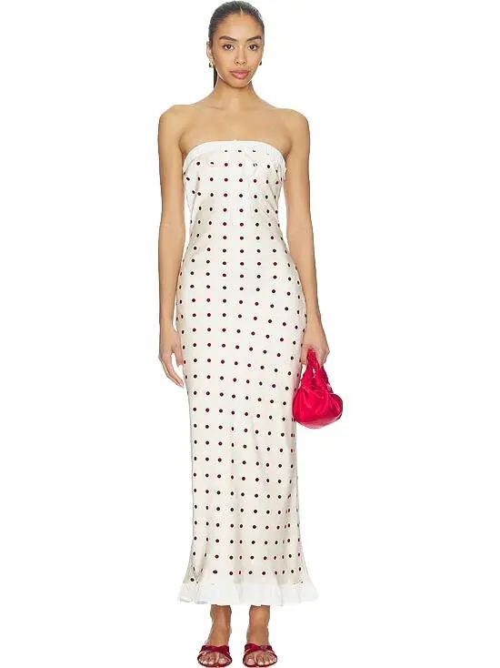MAUDE CLUB Donni Dress - Ivory Red Dots