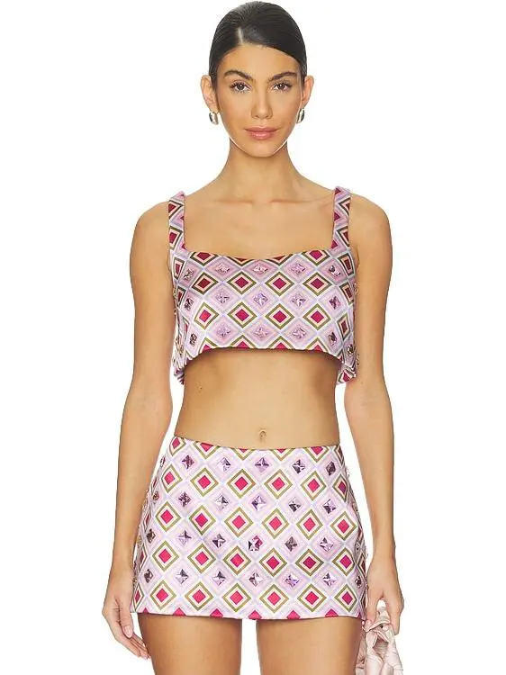 Retrofete Thalisa Top - Lavender Geometric Tile