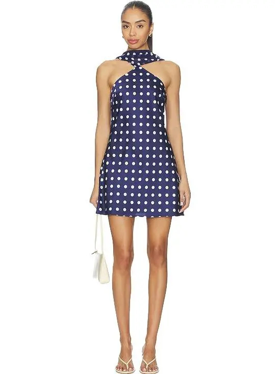 MAUDE CLUB Hendrix Dress - Navy & White Dots