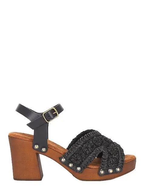 Seychelles Ravenna Sandal In Black,tan - Black Raffia