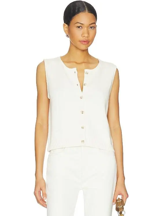 525 America Marianna Rolled Edge Button Front Vest In Ivory - Chalk