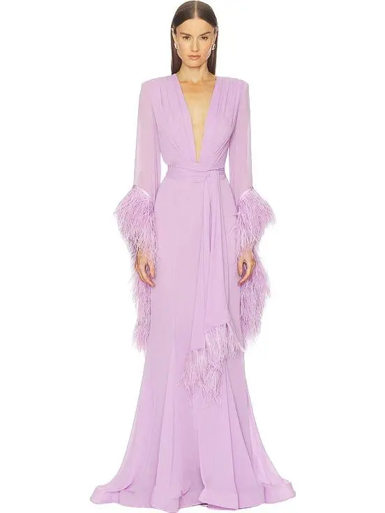 BRONX AND BRONCO Geisha V-neck Maxi Dress In Lavender - Lilac