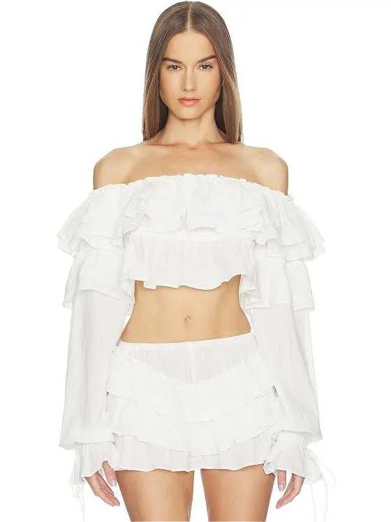 LOBA Iliana Ruffle Top - White