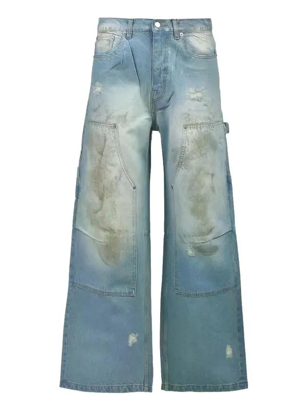 BREATH Distressed Wide-leg Jeans - Blue