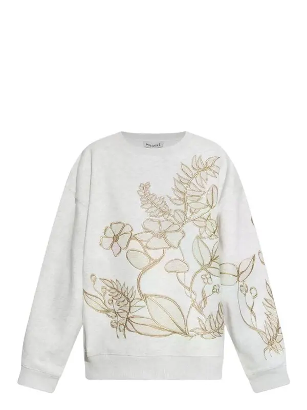 Munthe Floral-embroidered Sweatshirt - Grey