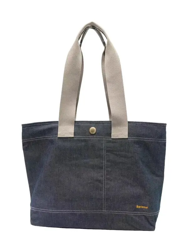 Barbour Denim Tote Bag With Top Handles And Internal Pocket - Blue