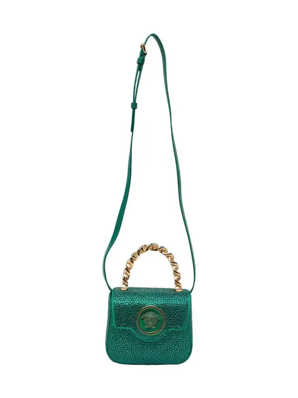 Versace La Medusa Crystal Embellished Satchel - Green