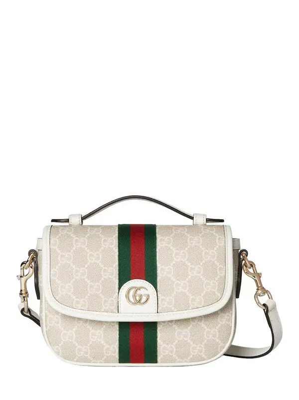 Gucci Ophidia Small Top Handle Bag Gg Canvas - White