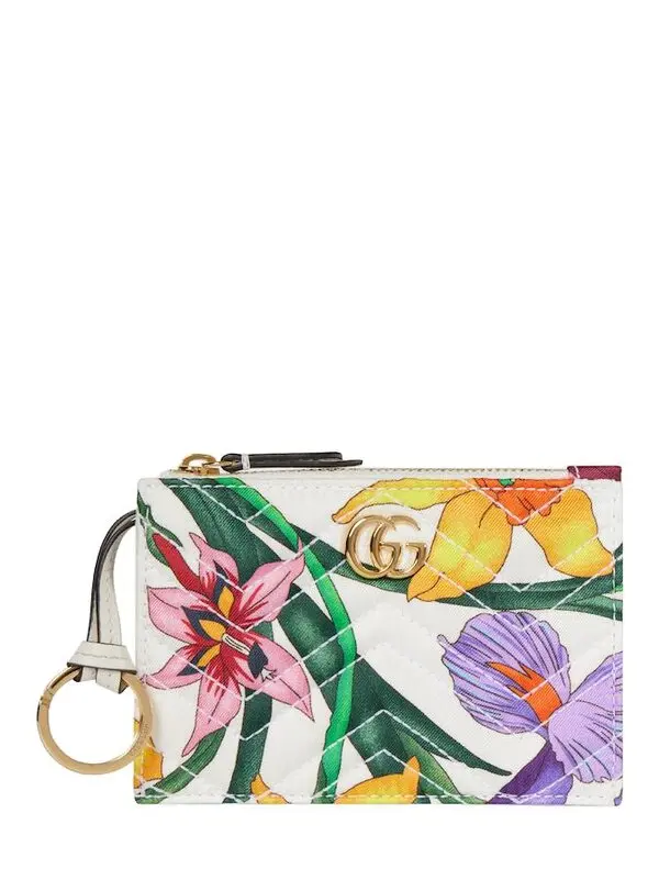 Gucci Gg Marmont Zip Key Pouch - White