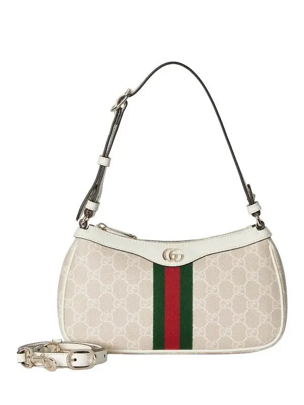 Gucci Ophidia Small Shoulder Bag Gg Canvas - White