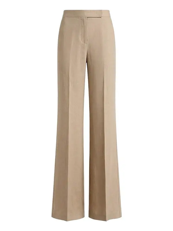 Max Mara Flared Linen Trousers - Beige