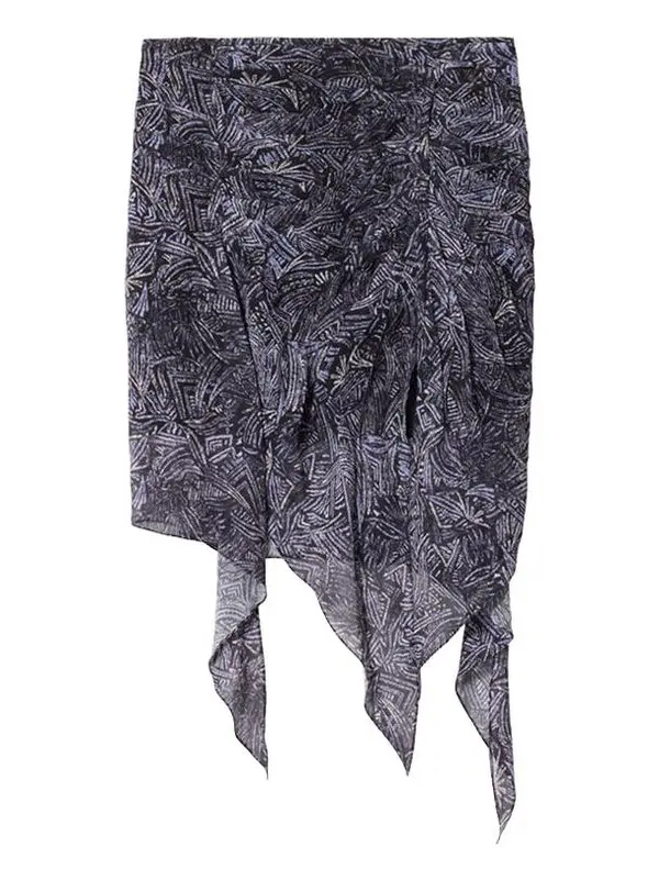 Isabel Marant Printed Silk Georgette Midi Skirt - Faded Night