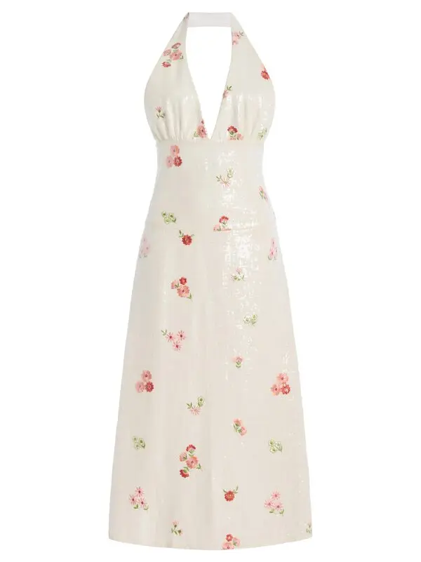 ALFIE Lilly Sequined Midi Dress - White