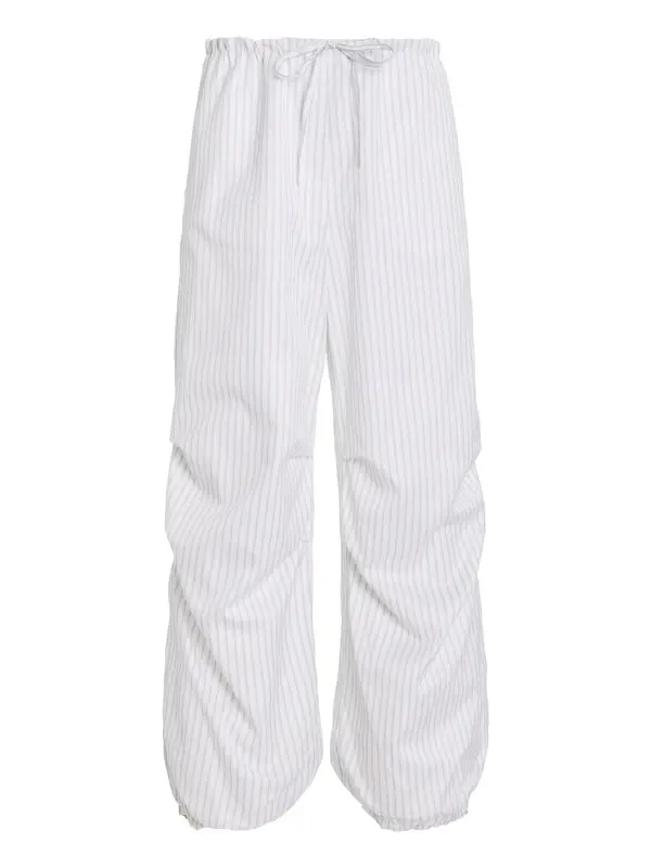 ALFIE Grace Striped Cotton Drawstring Tapered-leg Pants - Bronze