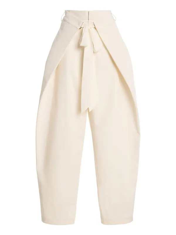 DARKPARK Stella Tie-front Cotton-blend Trousers - White