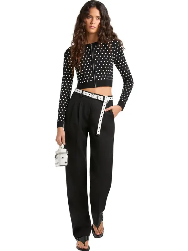 Michael Kors Pleated Stretch Wool Blend Twill Pants - Black