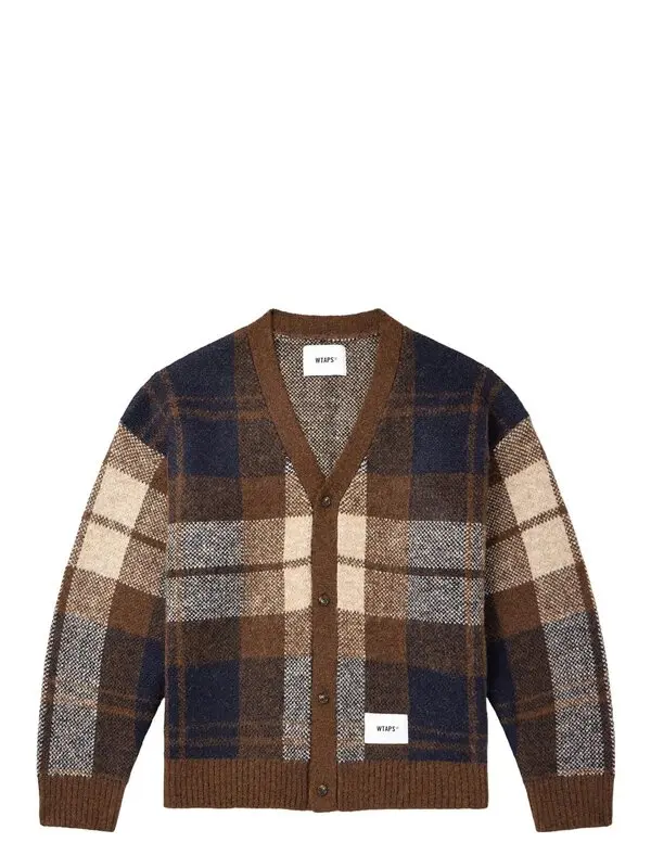 WTAPS Logo-appliquéd Jacquard-knit Cardigan - Brown