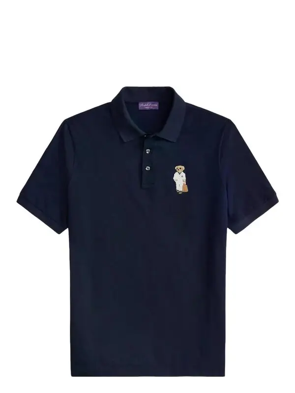 Ralph Lauren Purple Label Embroidered Polo Shirt - Blue