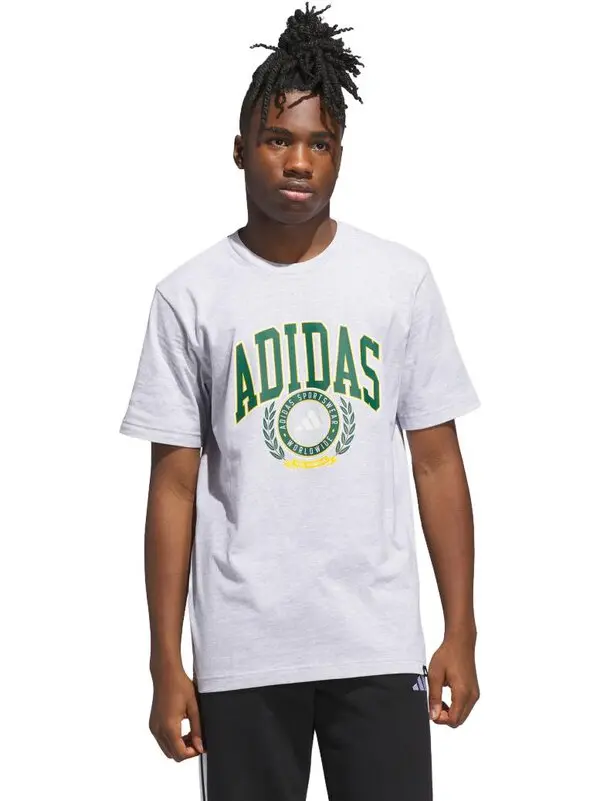 Adidas Varsity Crest Graphic Tee - Light Grey Heather