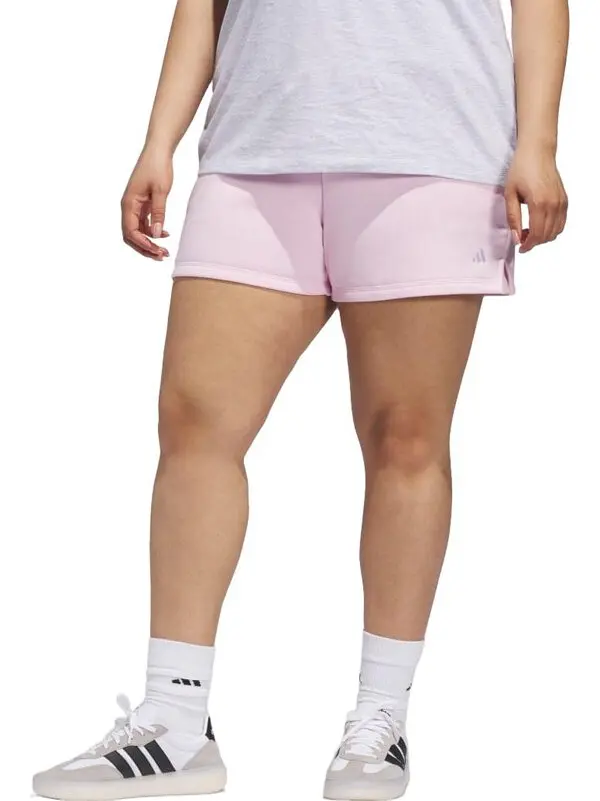 Adidas Essentials Small Logo Fleece Shorts - Clear Pink
