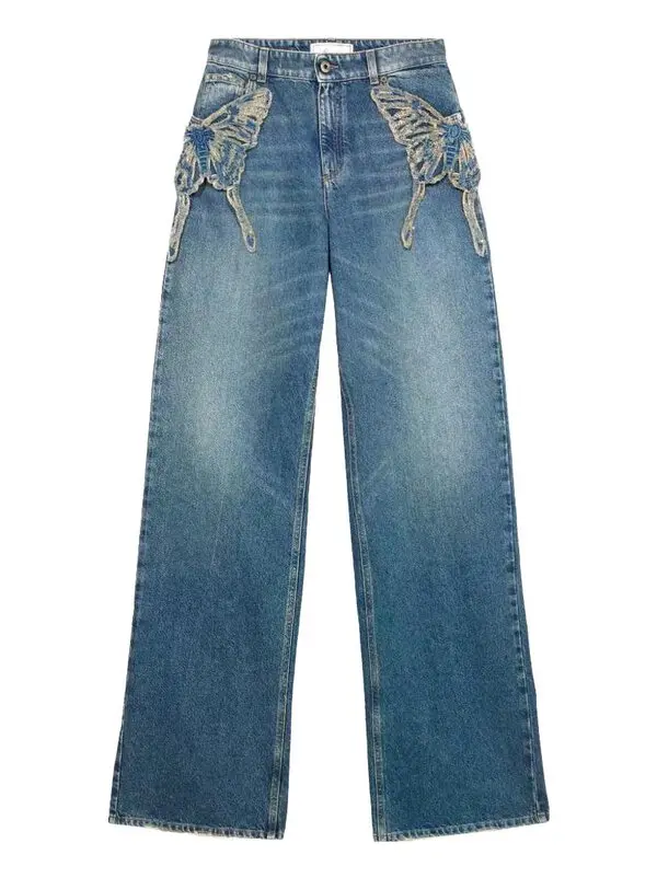 Blumarine Butterfly Embellished Jeans - Blue