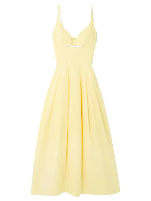 Simkhai Maddy Cutout Cotton-blend Midi Dress - Yellow