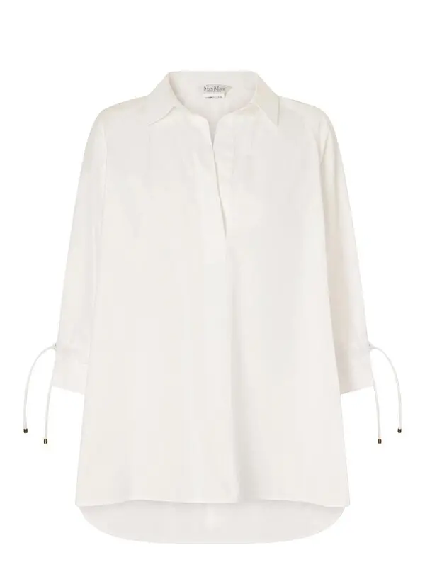 Max Mara Tie-detailed Cotton-poplin Blouse - White
