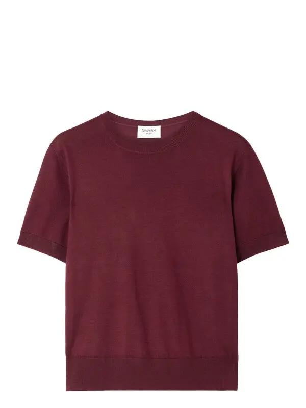 Saint Laurent Wool, Cashmere And Silk-blend Top - Burgundy